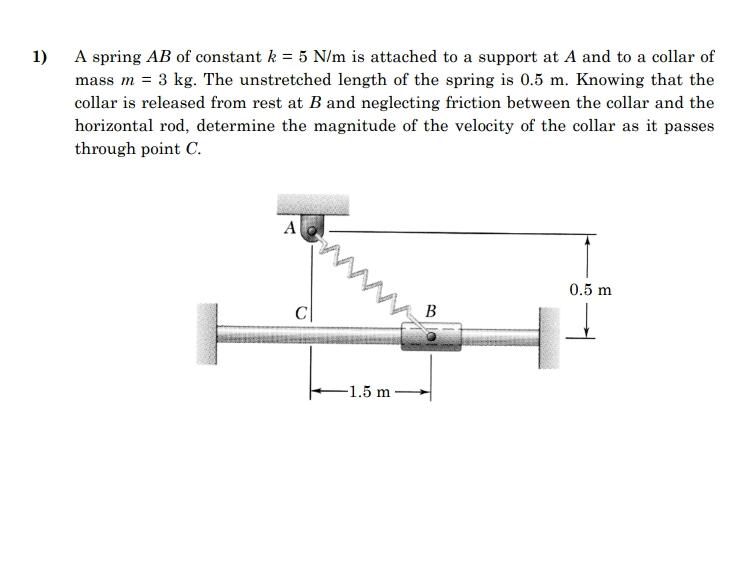 Solved A spring AB ﻿of constant k=5Nm ﻿is attached to a | Chegg.com
