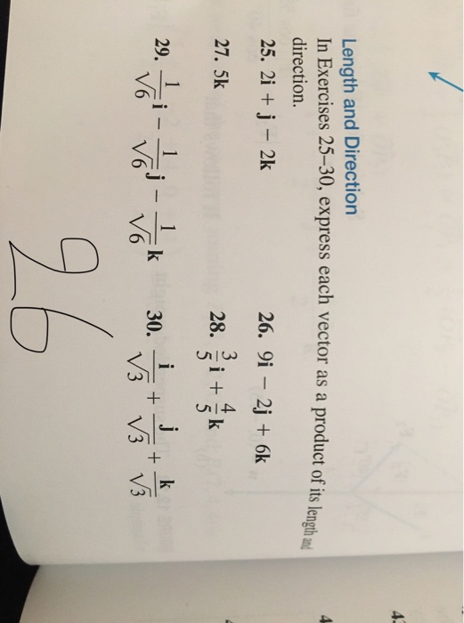 Solved 4 Length and Direction In Exercises 25–30, express | Chegg.com