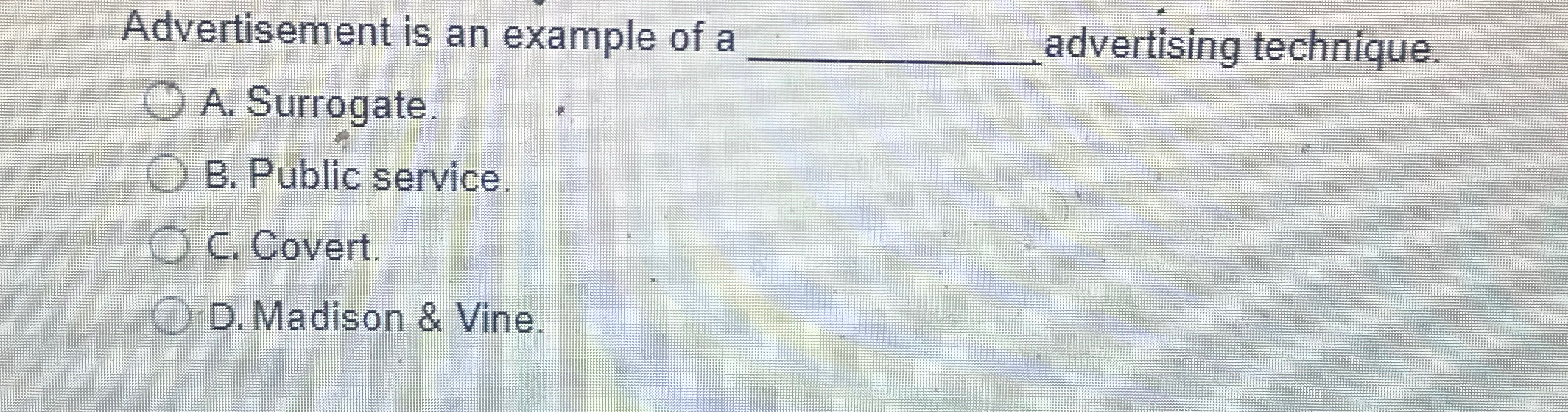 Solved Advertisement is an example of a q, ﻿advertising | Chegg.com