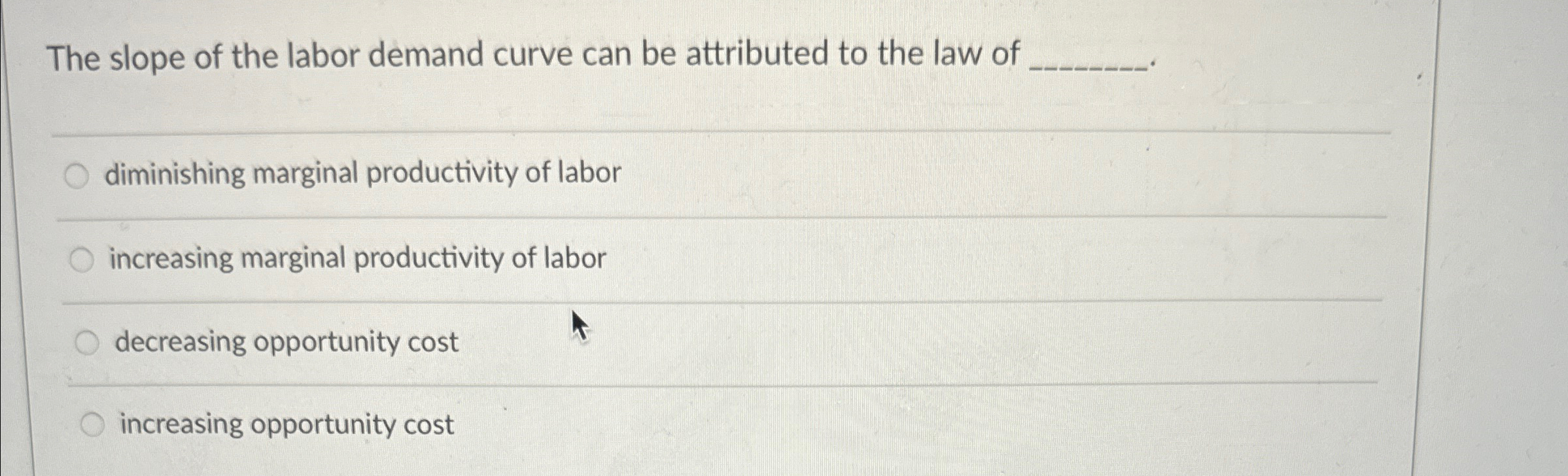Solved The slope of the labor demand curve can be attributed | Chegg.com