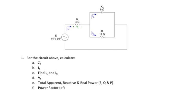 Solved X₂ 80 R 120 E 14 V 20 1. For the circuit above, | Chegg.com