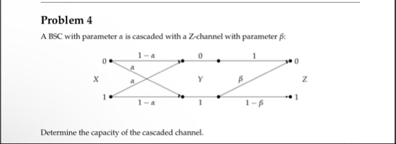Problem 4A BSC with parameter a ﻿is cascaded with a | Chegg.com
