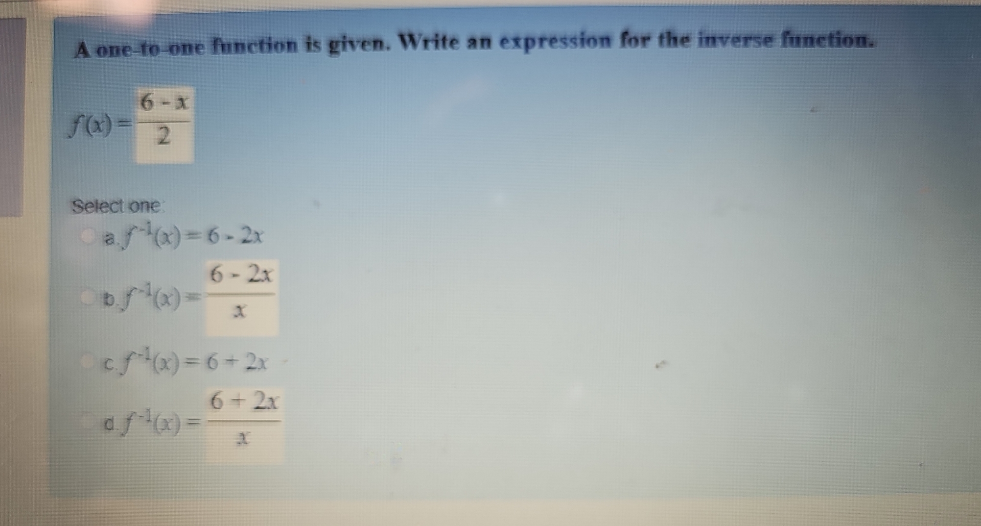 Solved A one-to-one function is given. Write an expression | Chegg.com