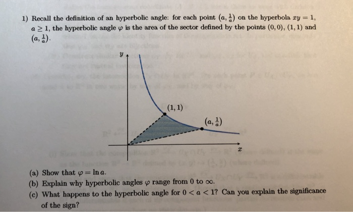 Solved 1) Recall the definition of an hyperbolic angle: for | Chegg.com