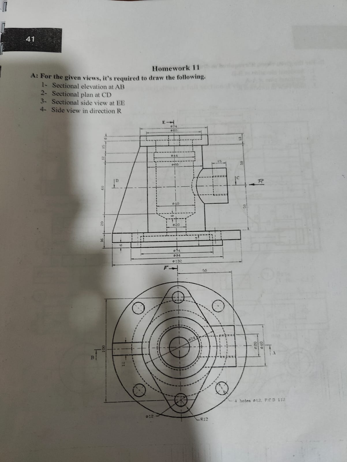 A: For the given views, it's required to draw the | Chegg.com