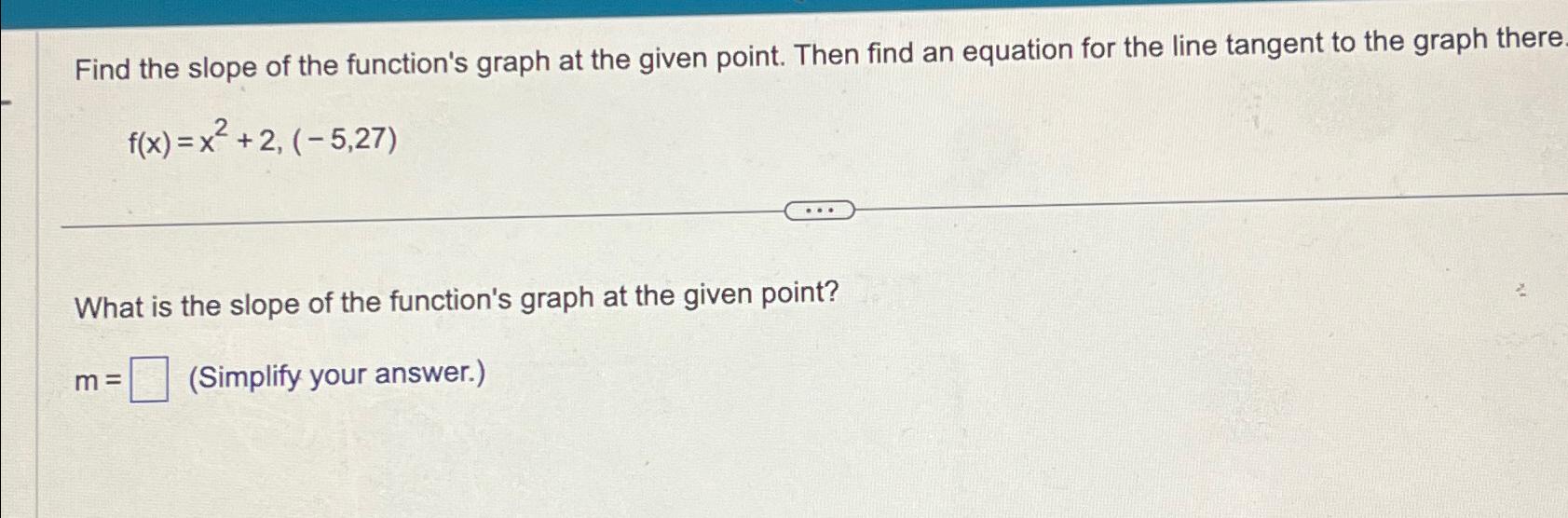 Solved Find the slope of the function's graph at the given | Chegg.com