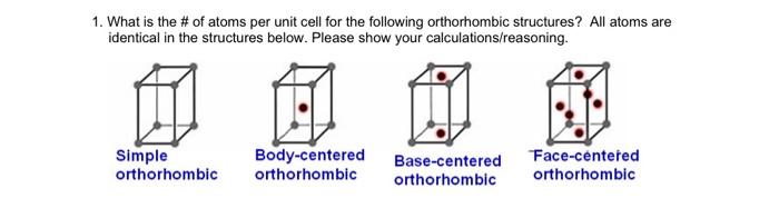 Solved 1. What is the \# of atoms per unit cell for the | Chegg.com