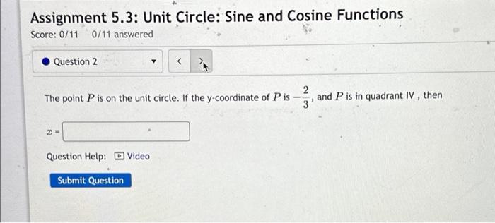 Solved Assignment 5.3: Unit Circle: Sine and Cosine | Chegg.com