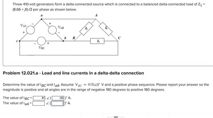 Solved Three 410-volt generators form a delta-connected | Chegg.com