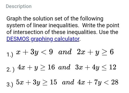 Solved Description Graph the solution set of the following | Chegg.com