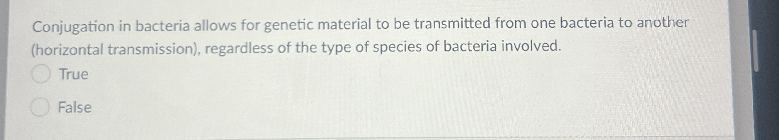 Conjugation in bacteria allows for genetic material | Chegg.com