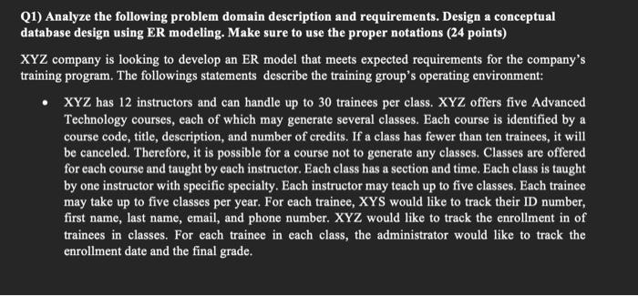 Solved Q1) Analyze the following problem domain description | Chegg.com