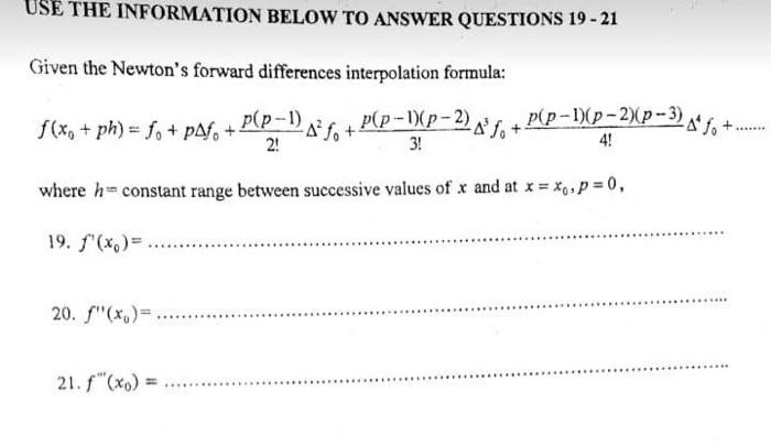 Solved Given the Newton's forward differences interpolation | Chegg.com