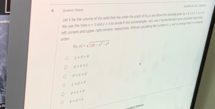 Solved 9 Question Details Cording Let V Be The Volume Of 