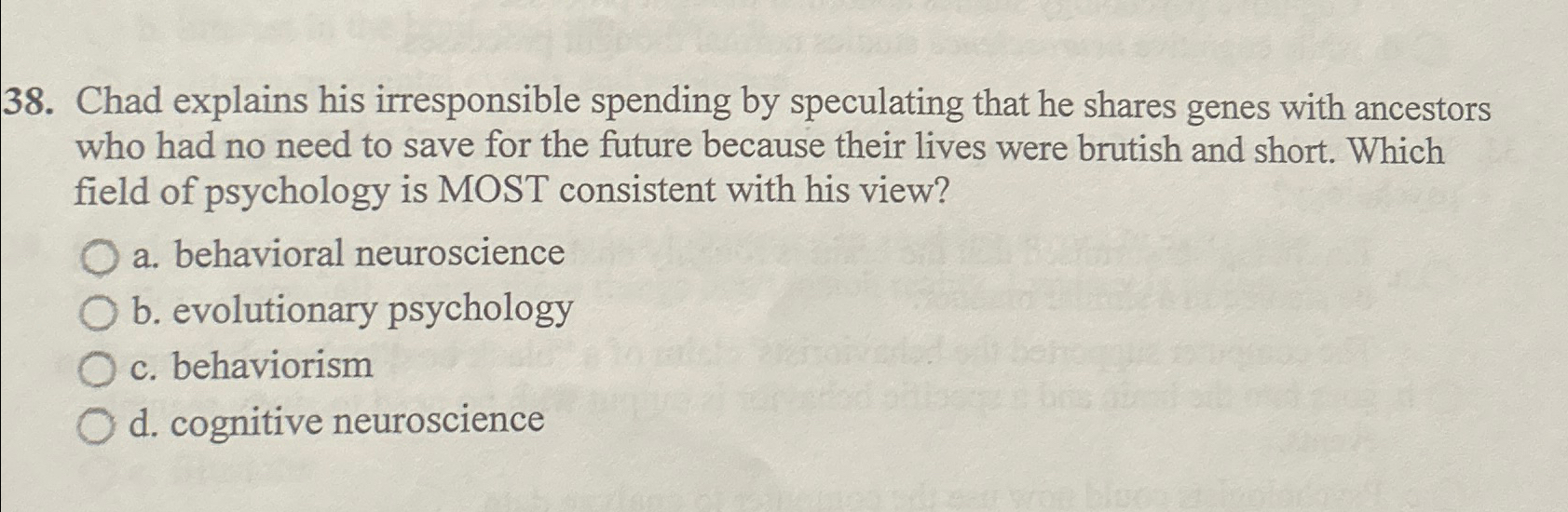 Solved Chad explains his irresponsible spending by | Chegg.com