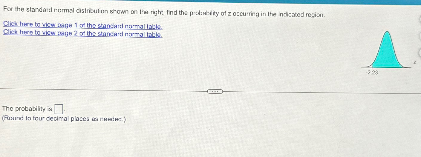 Solved For the standard normal distribution shown on the | Chegg.com