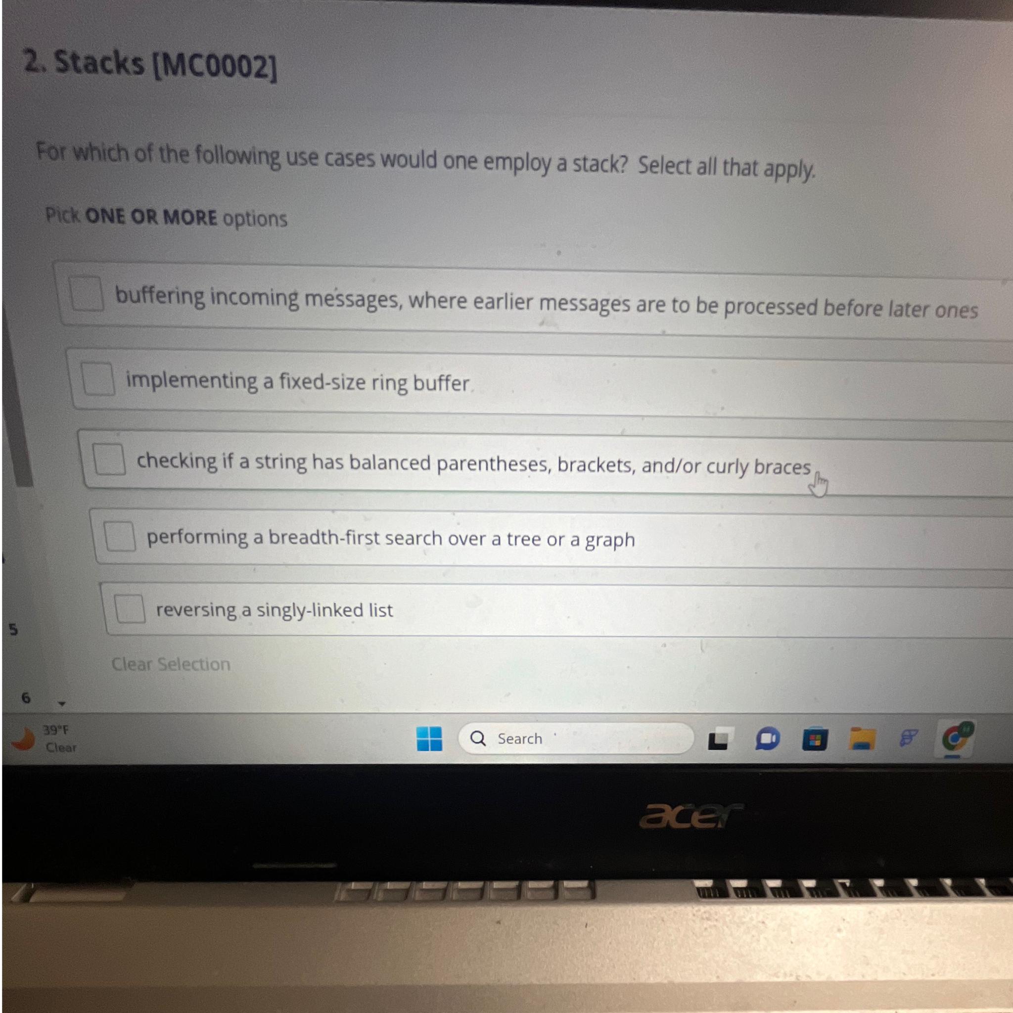 Solved Stacks [MC0002]For which of the following use cases | Chegg.com