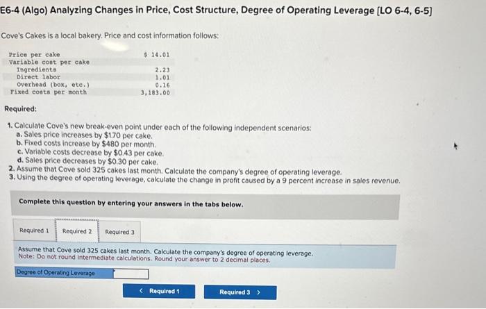 Solved E6-4 (Algo) Analyzing Changes in Price, Cost | Chegg.com