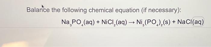 Solved Balance the following chemical equation (if | Chegg.com