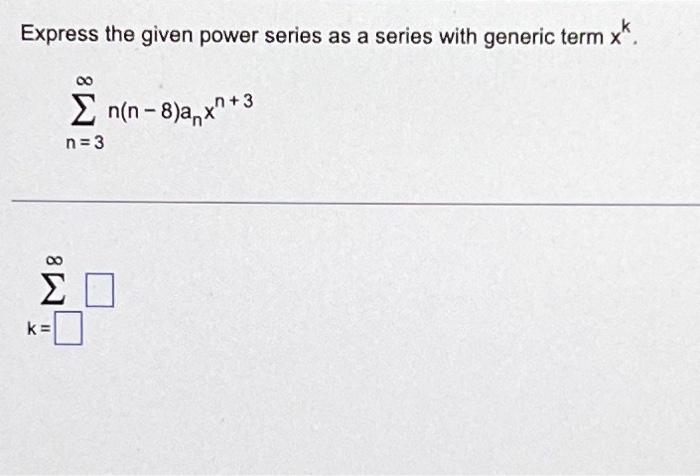 Solved Express the given power series as a series with | Chegg.com