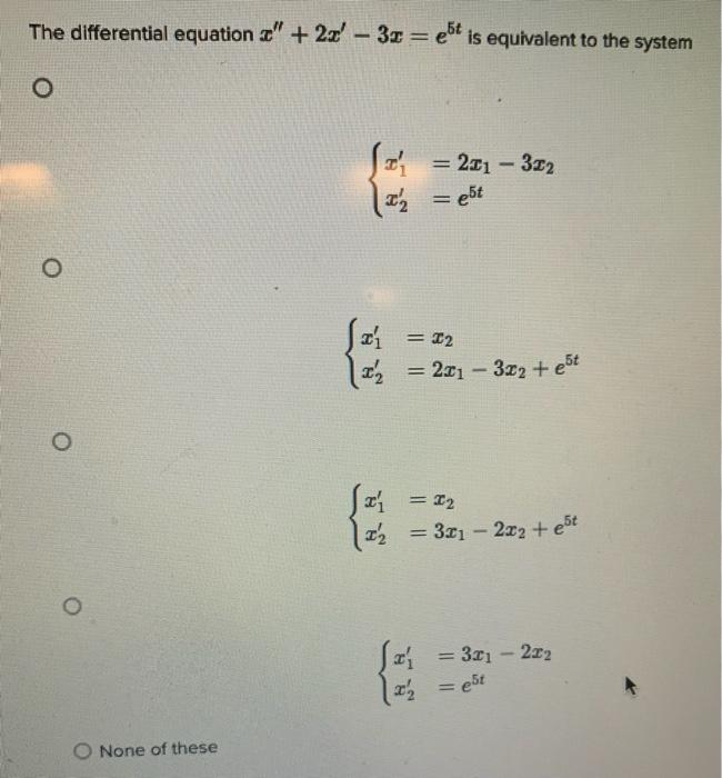 Solved The differential equation 2" +22' – 31 = ebt is | Chegg.com