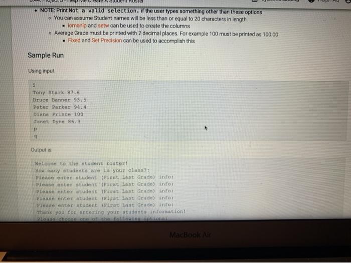 Solved a program that will read in student's information and | Chegg.com