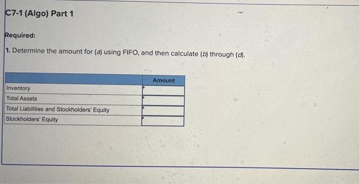 Solved Required information C7-1 (Algo) Computing and | Chegg.com