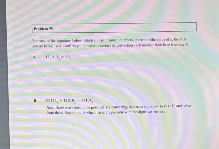 Solved For each of the equations below, which all use | Chegg.com