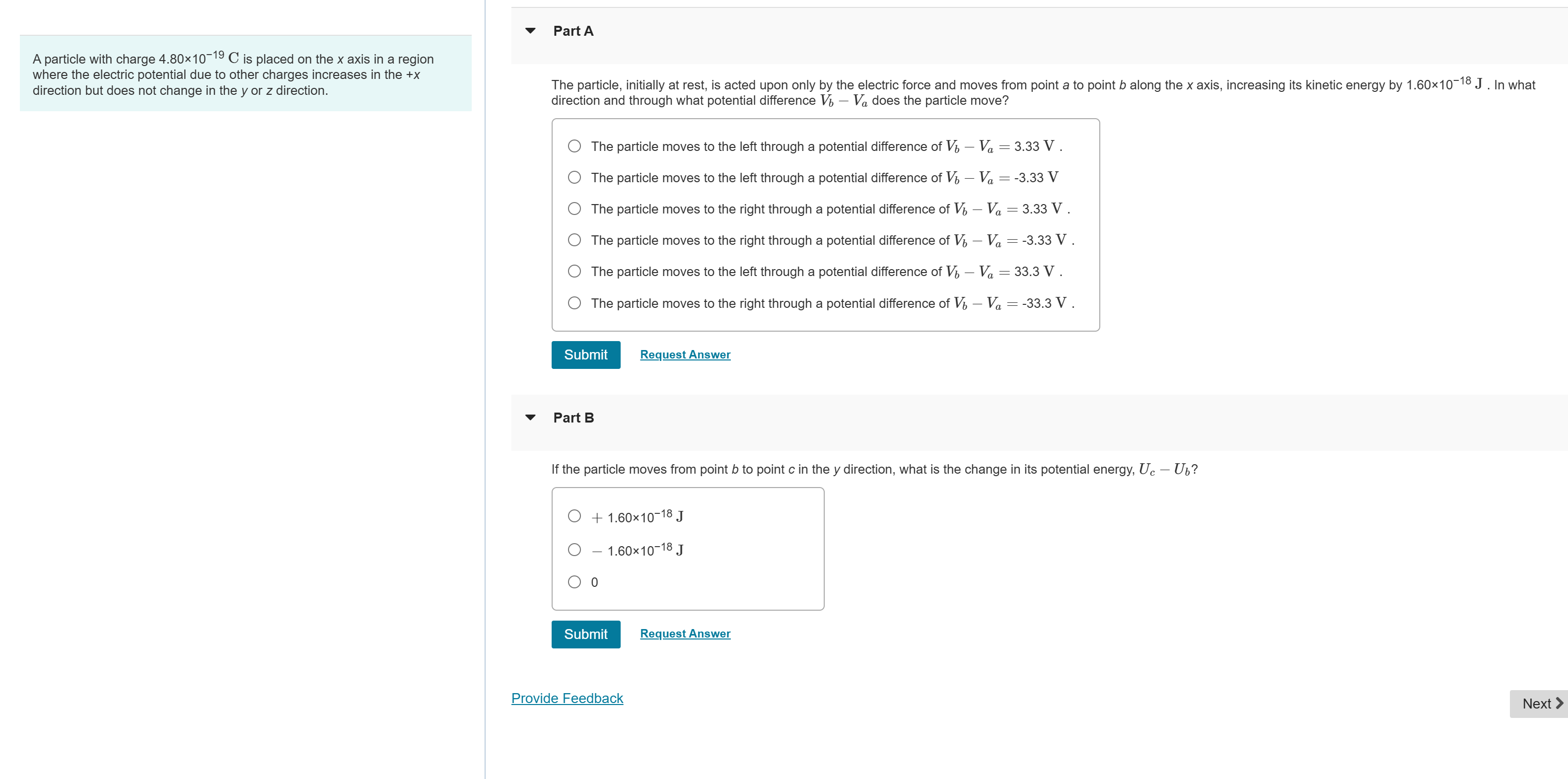 Solved A particle with charge 4.80×10-19C is ﻿placed on ﻿the | Chegg.com