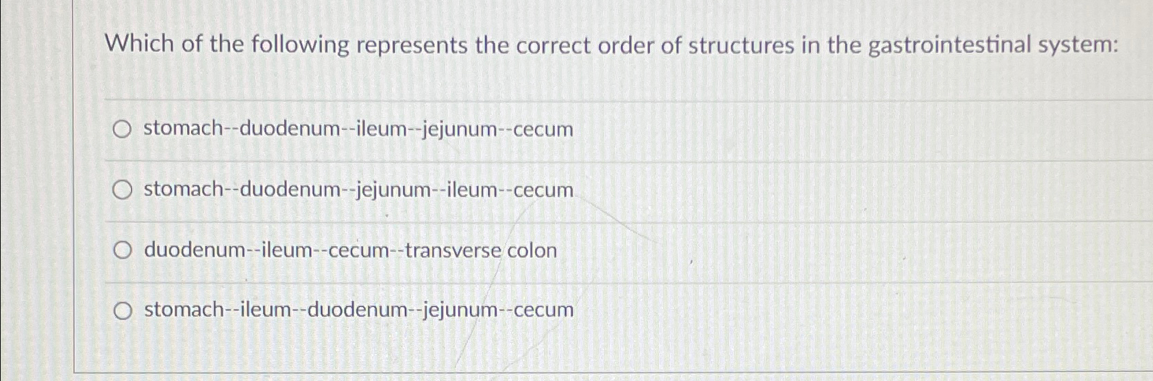 Solved Which of the following represents the correct order | Chegg.com