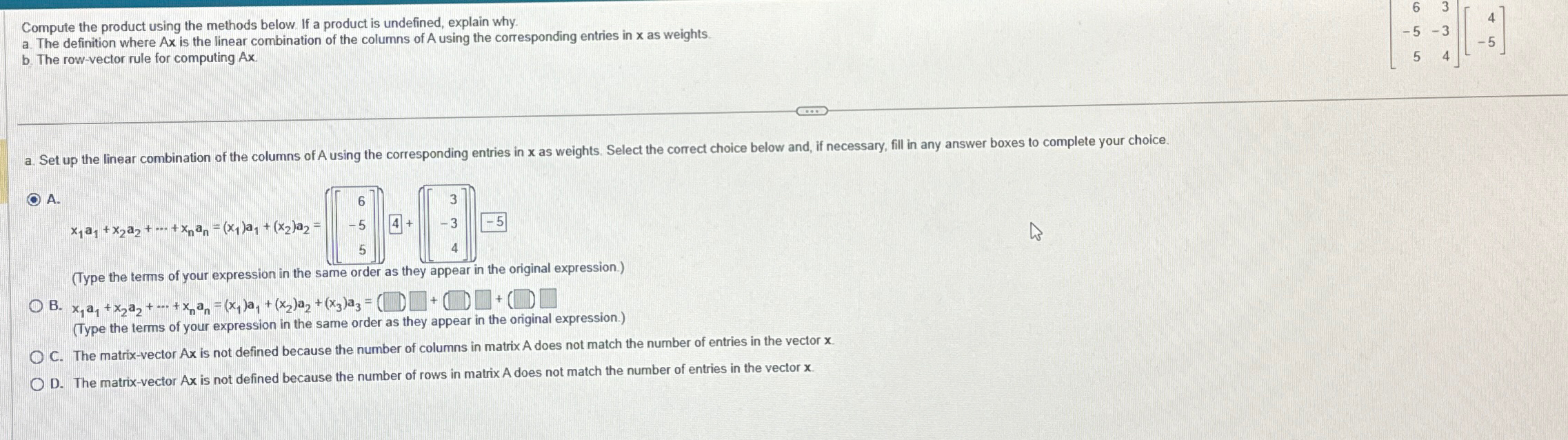 Solved Compute the product using the methods below. If a | Chegg.com