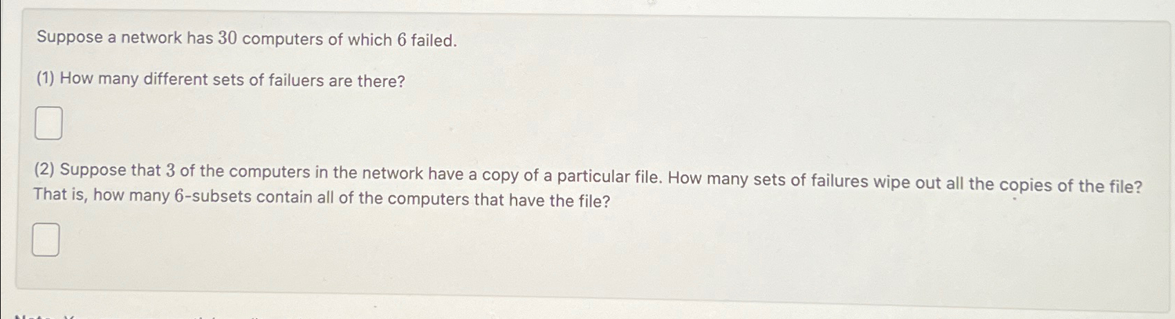 Solved Suppose a network has 30 ﻿computers of which 6 | Chegg.com