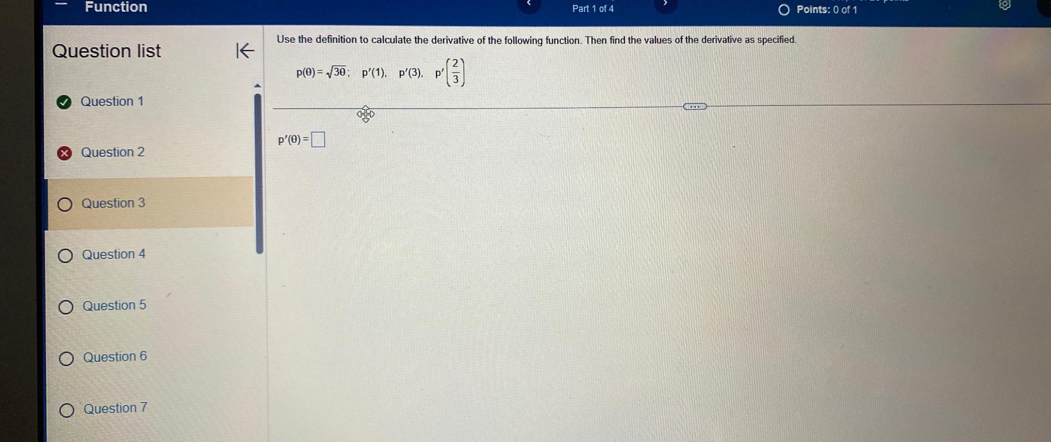 Solved FunctionPart 1 ﻿of 4Points: 0 ﻿of 1Question | Chegg.com