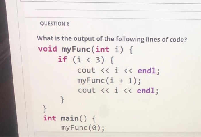 Solved QUESTION 6 What is the output of the following lines | Chegg.com