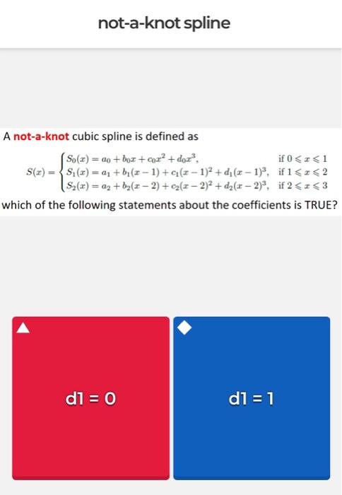 Solved not-a-knot spline A not-a-knot cubic spline is | Chegg.com