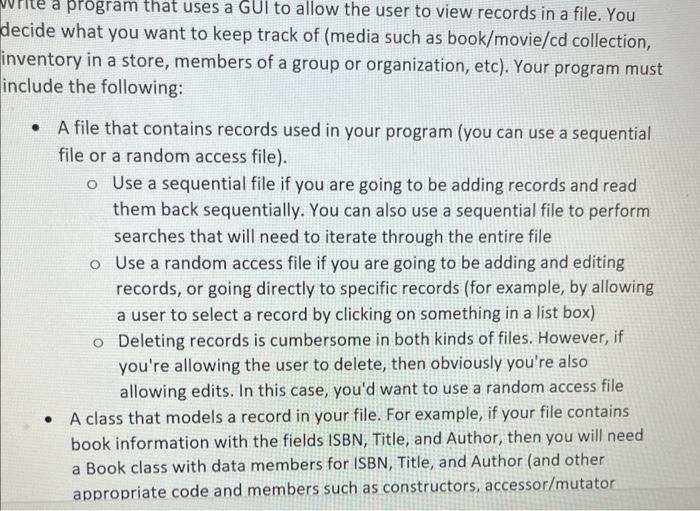 Solved te te program that uses a GUI to allow the user in a | Chegg.com