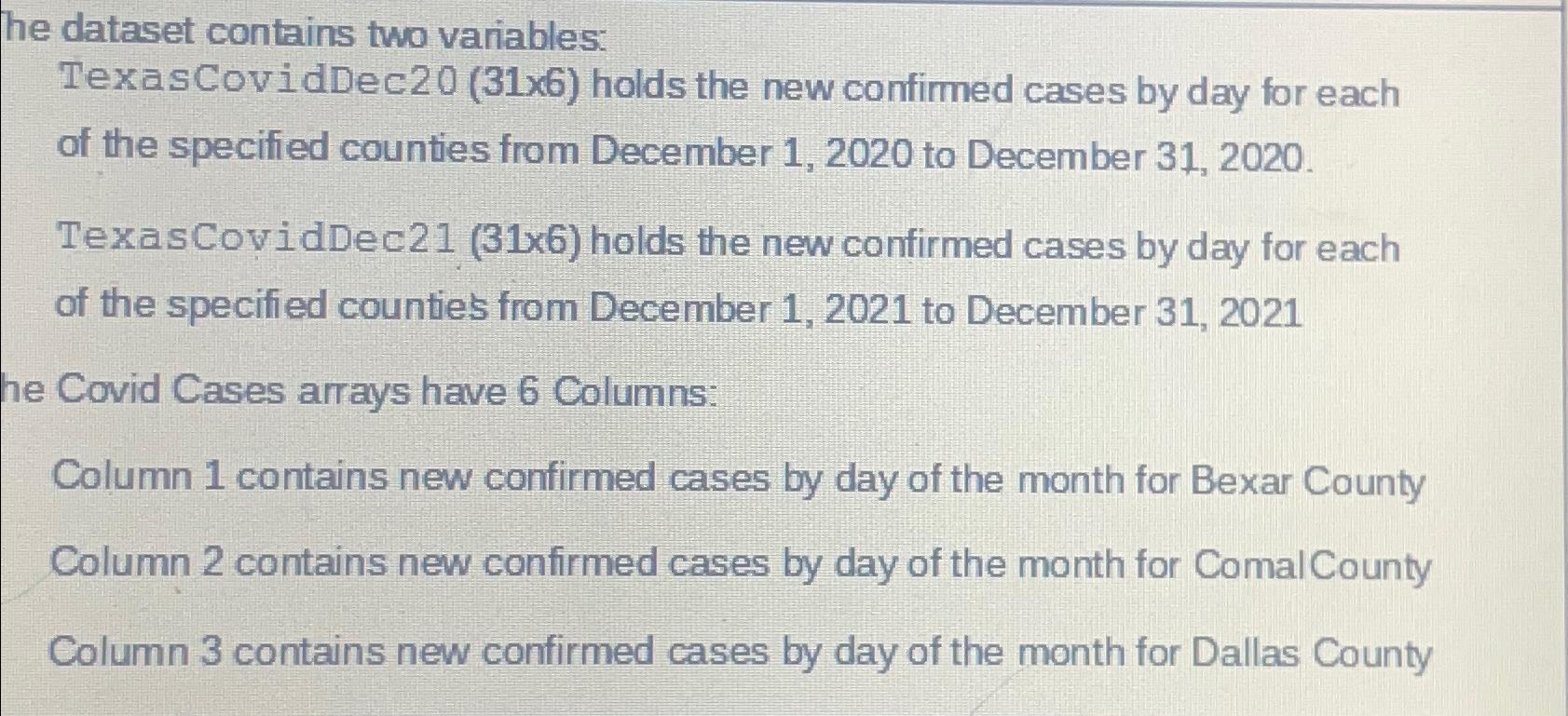 Solved he dataset contains two | Chegg.com