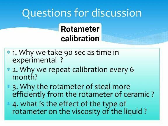 Solved Questions for discussion Rotameter calibration * 1. | Chegg.com