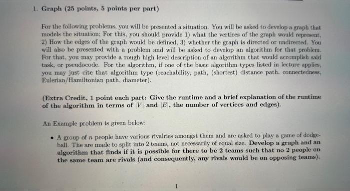 Solved 1. Graph (25 points, 5 points per part) For the | Chegg.com