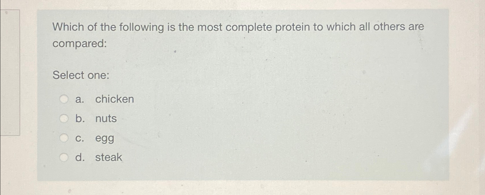Solved Which of the following is the most complete protein | Chegg.com