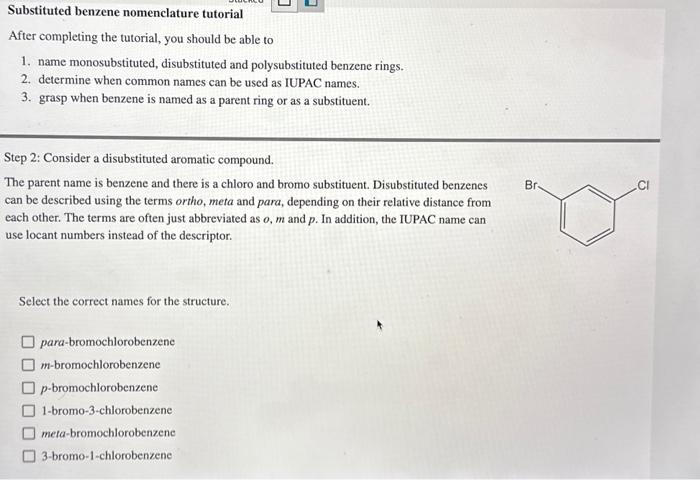 Solved Substituted benzene nomenclature tutorial After | Chegg.com