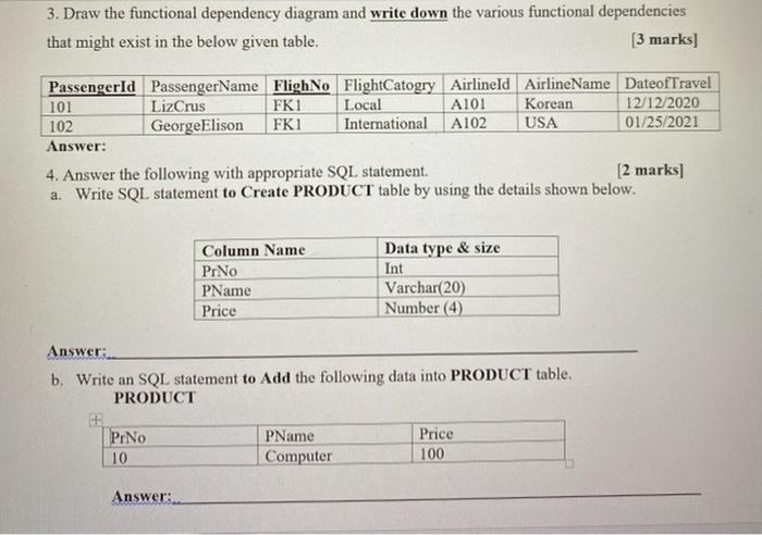Solved 3. Draw the functional dependency diagram and write | Chegg.com