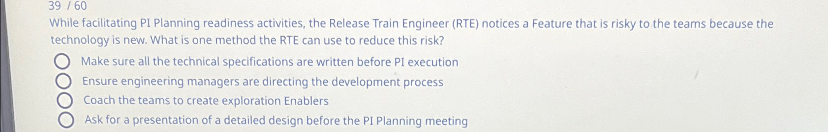 Solved 3960While facilitating PI Planning readiness | Chegg.com