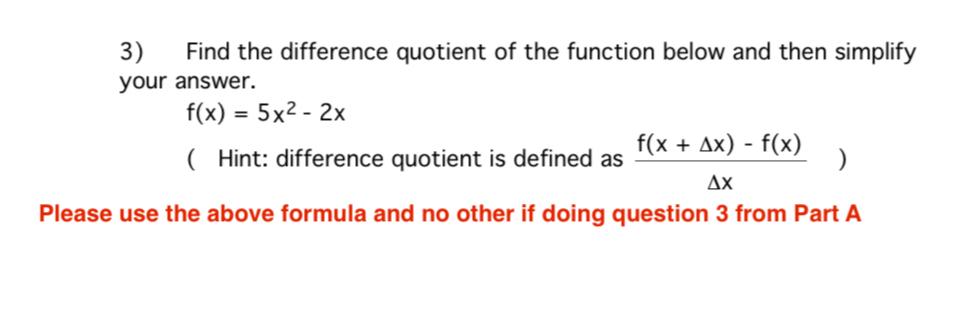 Solved Find the difference quotient of the function below | Chegg.com
