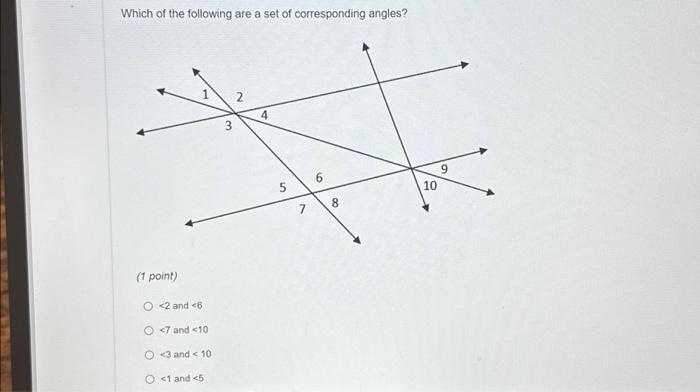 Solved Which of the following are a set of corresponding | Chegg.com