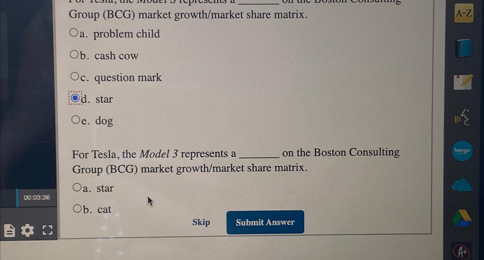 Solved Group (BCG) ﻿market growth/market share matrix.a. | Chegg.com