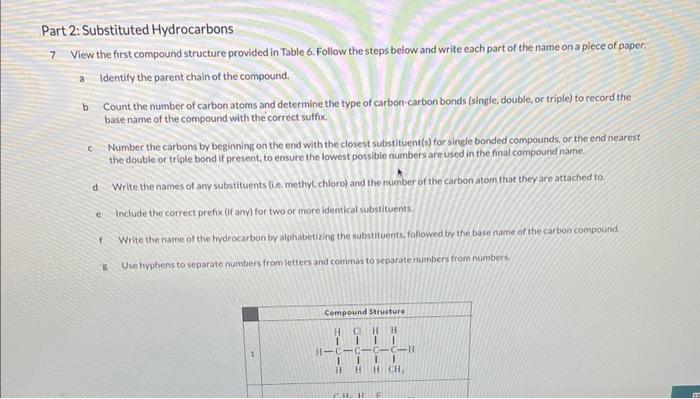 Solved Part 2: Substituted Hydrocarbons 7 View the first | Chegg.com