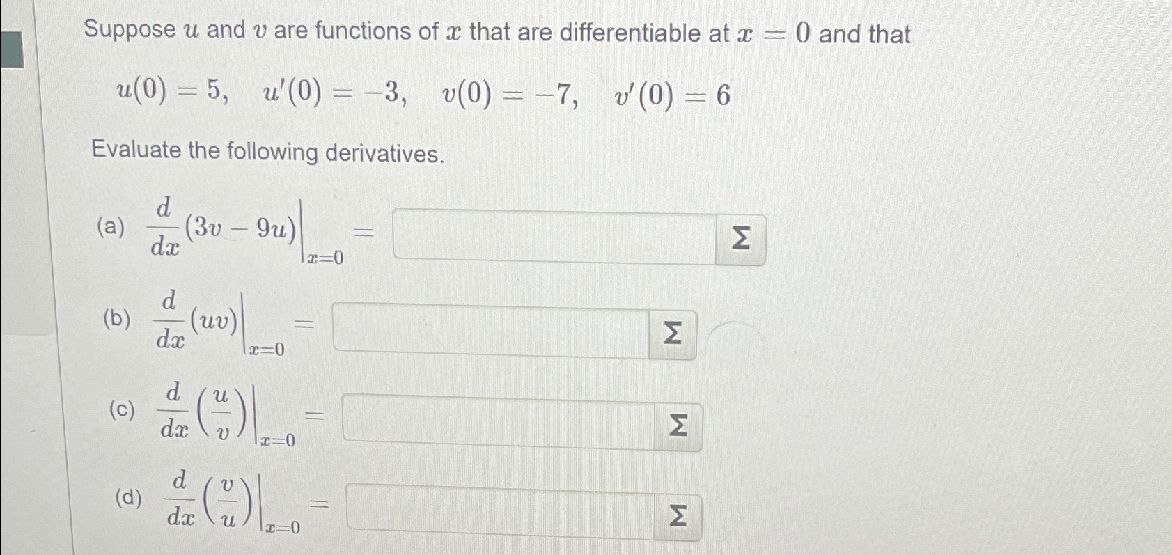 Solved Suppose u and v are functions of x that are | Chegg.com
