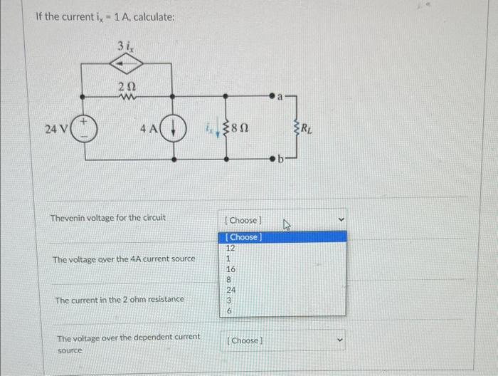 Solved If the current ix=1 A, calculate: Thevenin voltage | Chegg.com