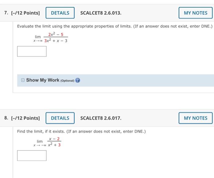 Solved Evaluate the limit using the appropriate properties | Chegg.com